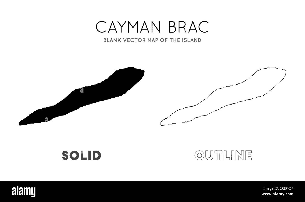 Cayman Brac map. Blank vector map of the Island. Borders of Cayman Brac ...
