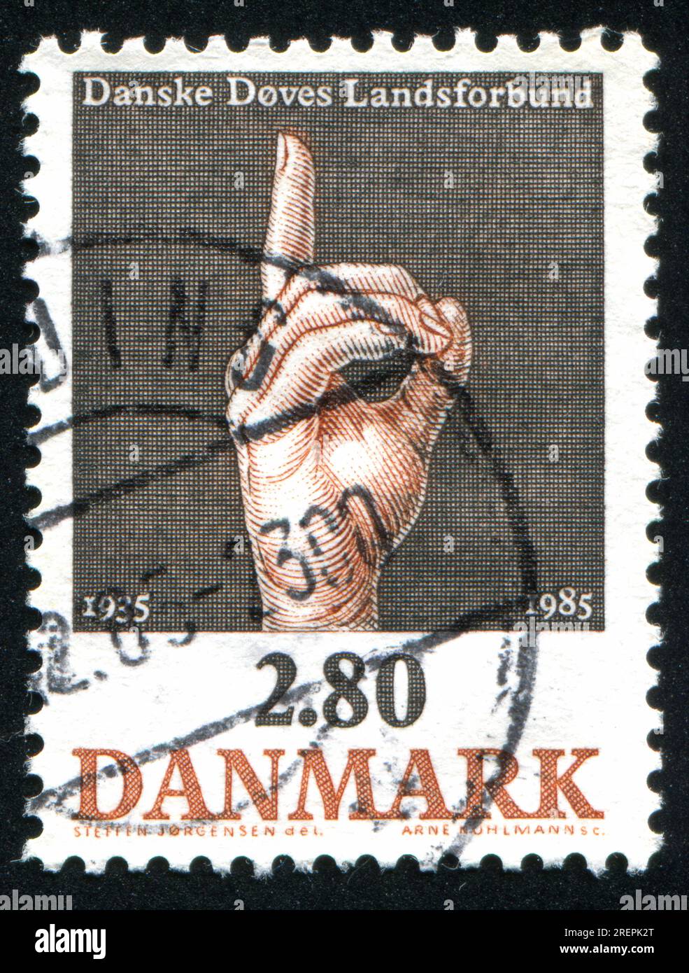DENMARK - CIRCA 1985: stamp printed by Denmark, shows finger, circa ...