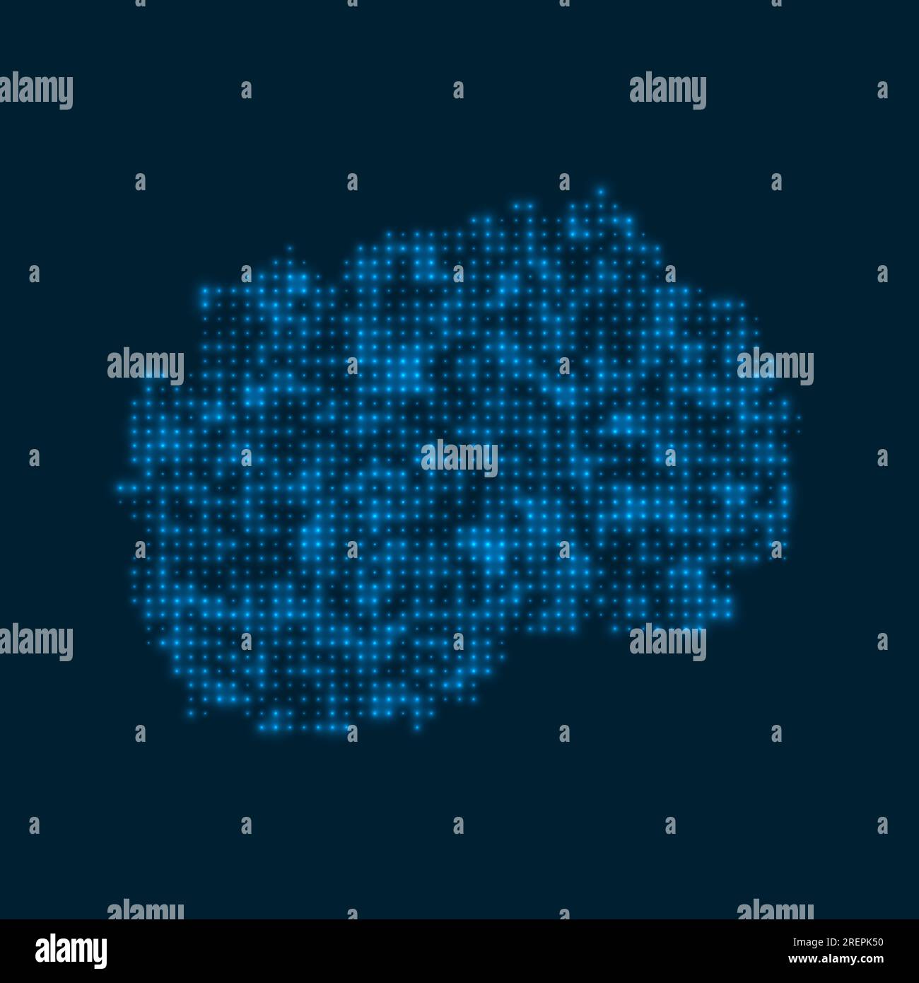 Macedonia dotted glowing map. Shape of the country with blue bright ...