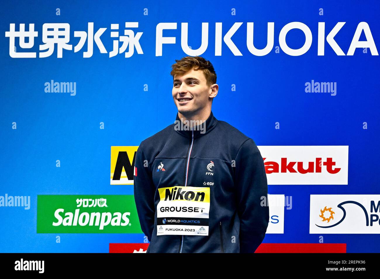 Fukuoka, Japan. 29th July, 2023. Maxime Grousset of France celebrates ...