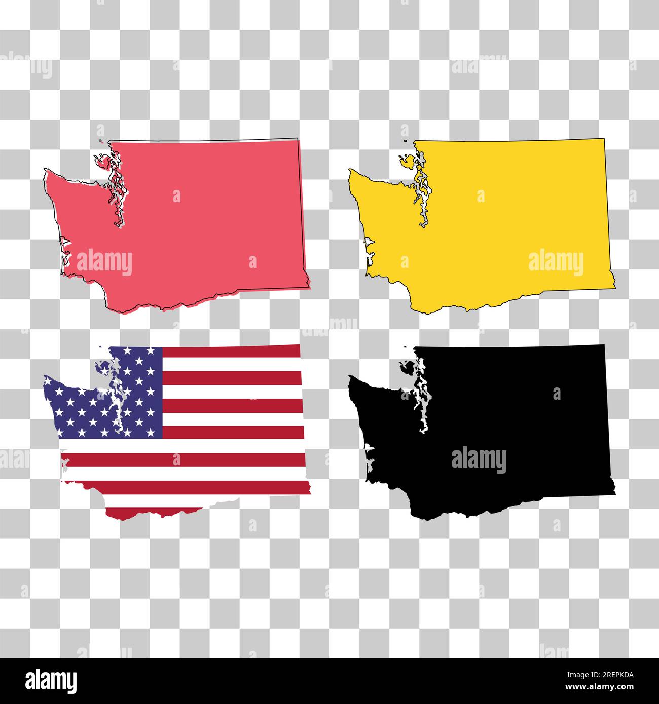 Set of Washington map shape, united states of america. Flat concept ...