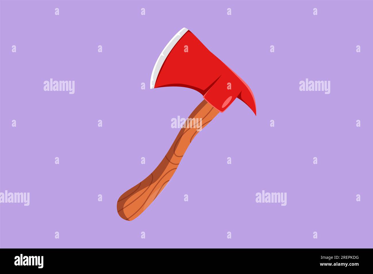 Cartoon flat style drawing of firefighter axe. Danger object with ...