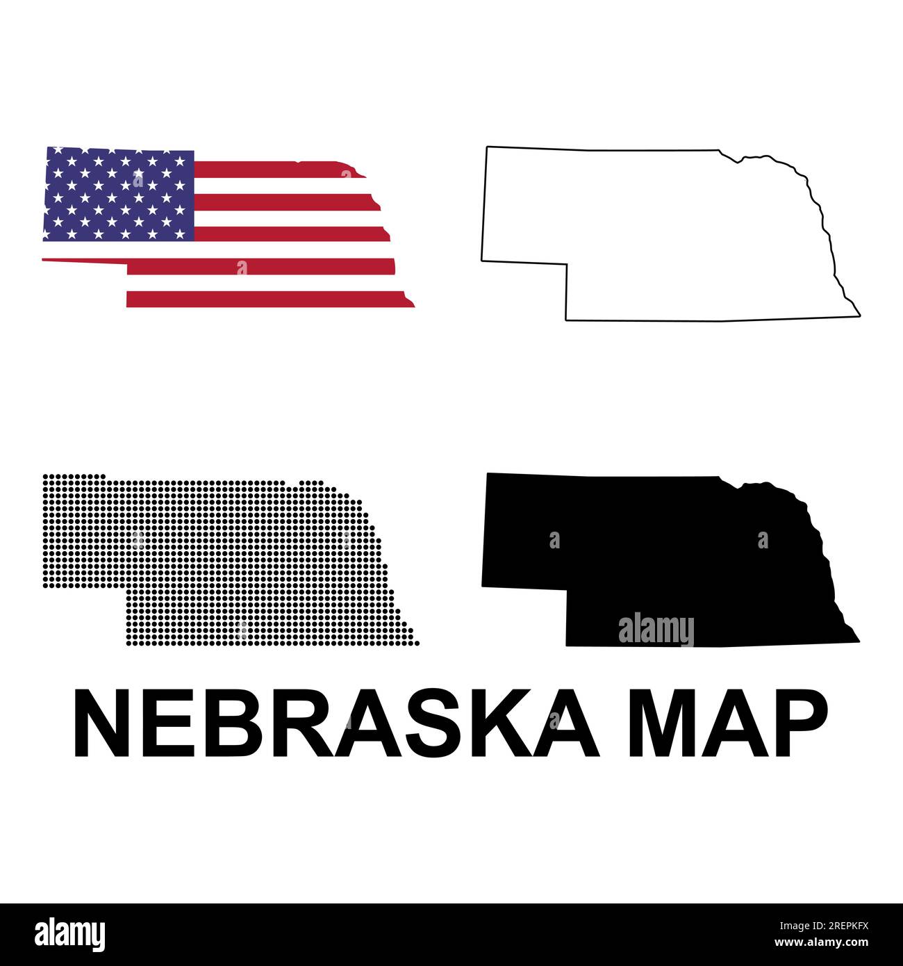 Set of Nebraska map, united states of america. Flat concept icon vector ...