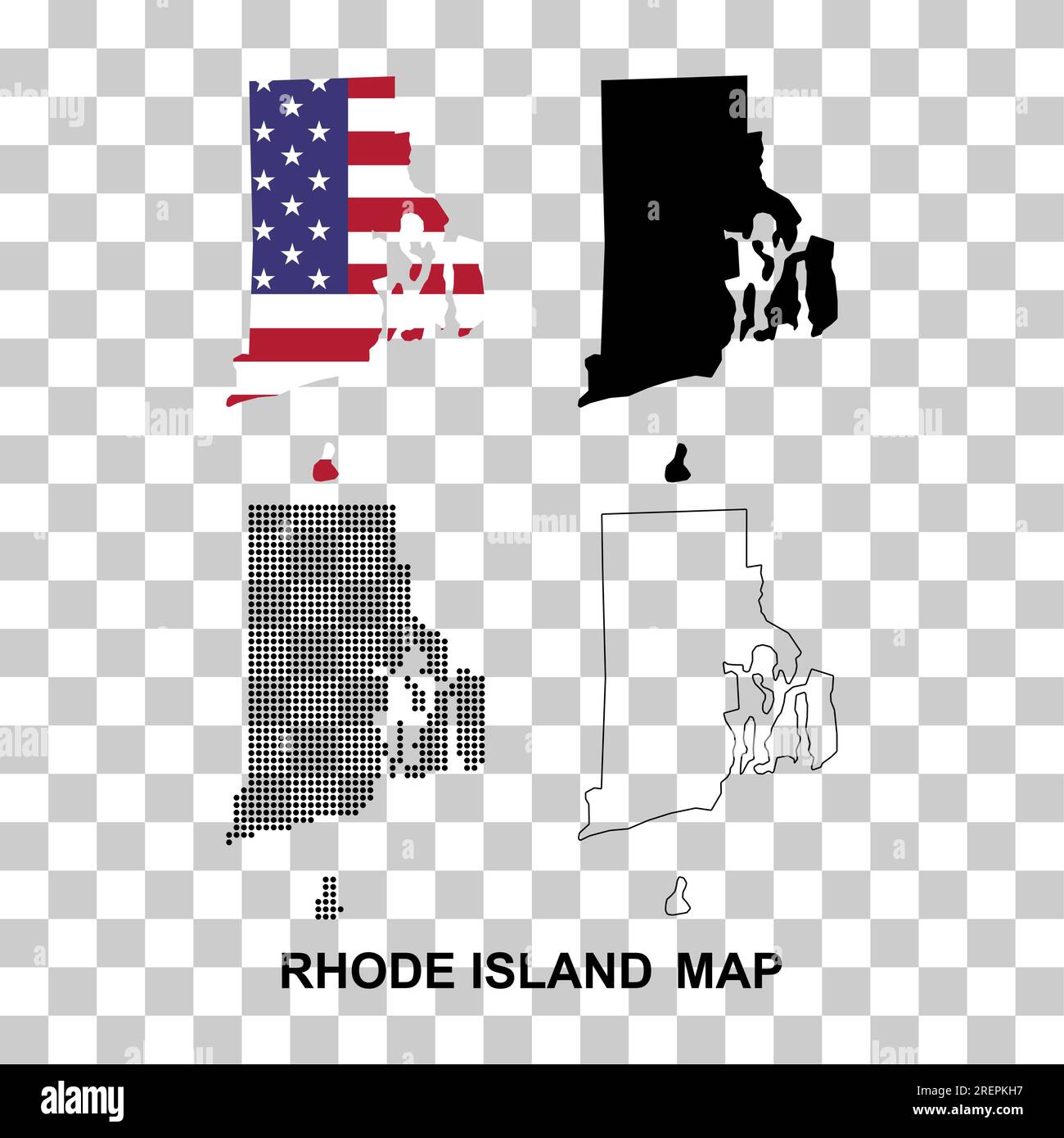 Set of Rhode island map, united states of america. Flat concept symbol ...