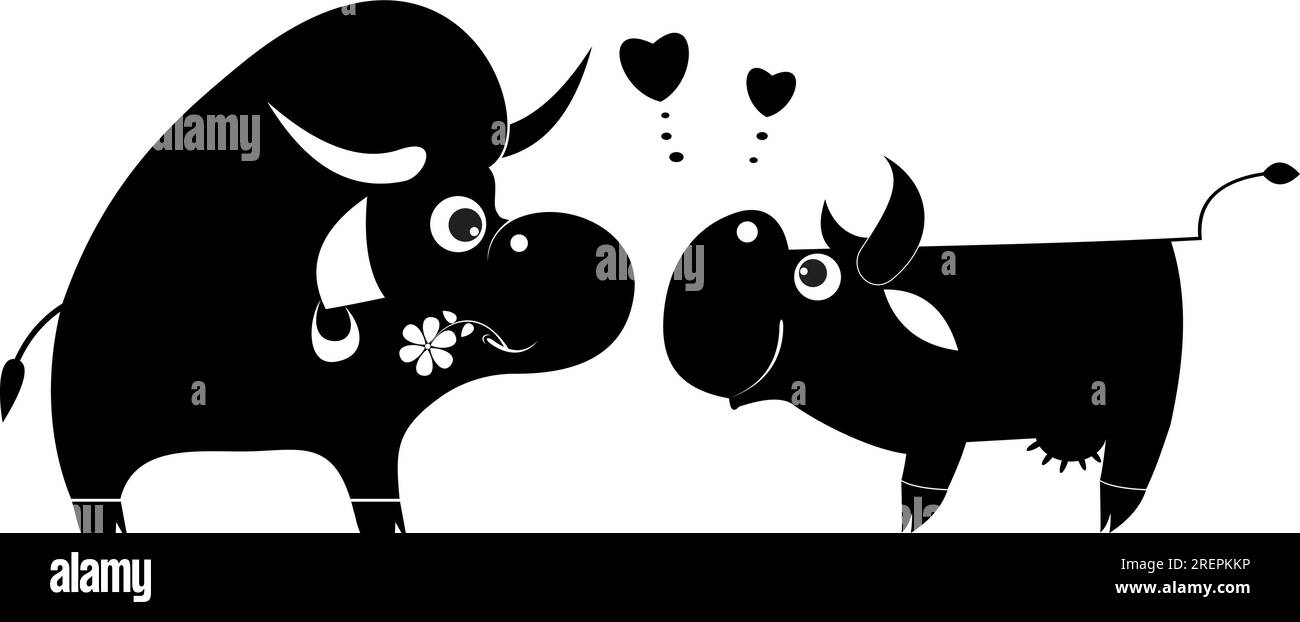 Two Cartoon Bulls Fighting