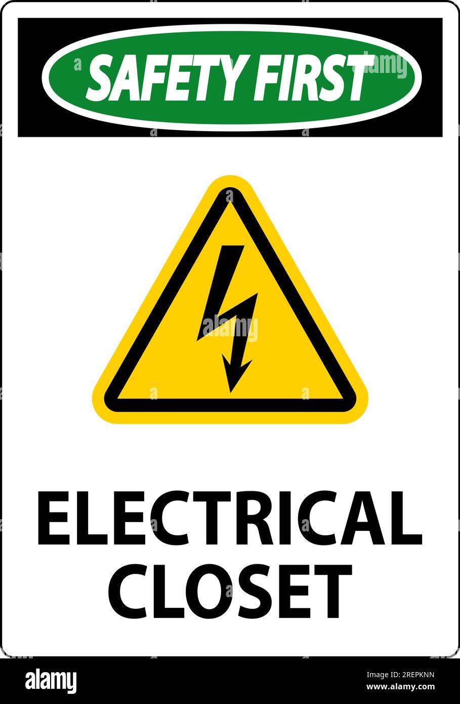 Safety First Sign, Electrical Closet Sign Stock Vector Image & Art - Alamy