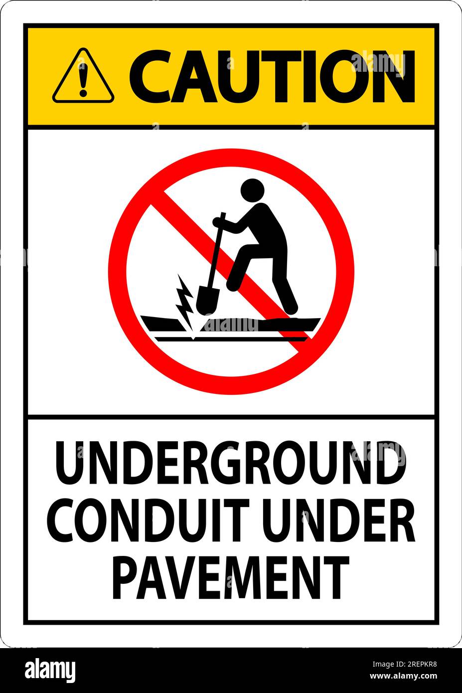 Caution Sign, Underground Conduit Under Pavement Stock Vector Image ...