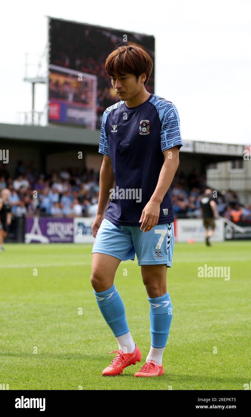 Coventry City's Tatsuhiro Sakamoto during the warm up before the pre ...