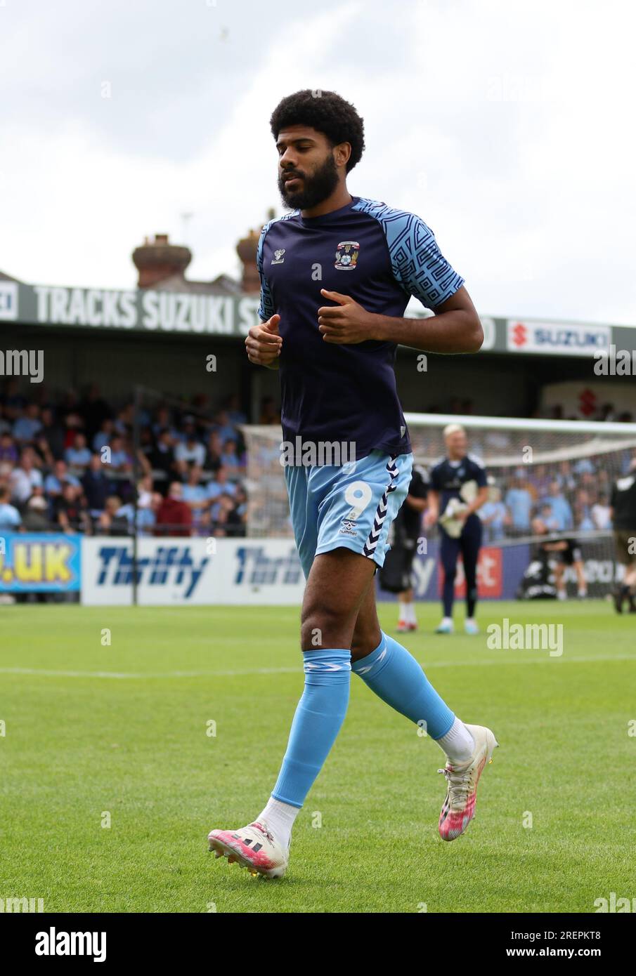 Coventry City's Ellis Simms during the warm up before the pre-season ...