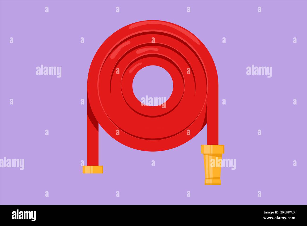 Graphic flat design drawing red fire hose logo icon label in trendy style. Suitable for many ...