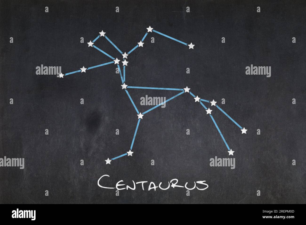Blackboard with the Centaurus constellation drawn in the middle Stock Photo - Alamy