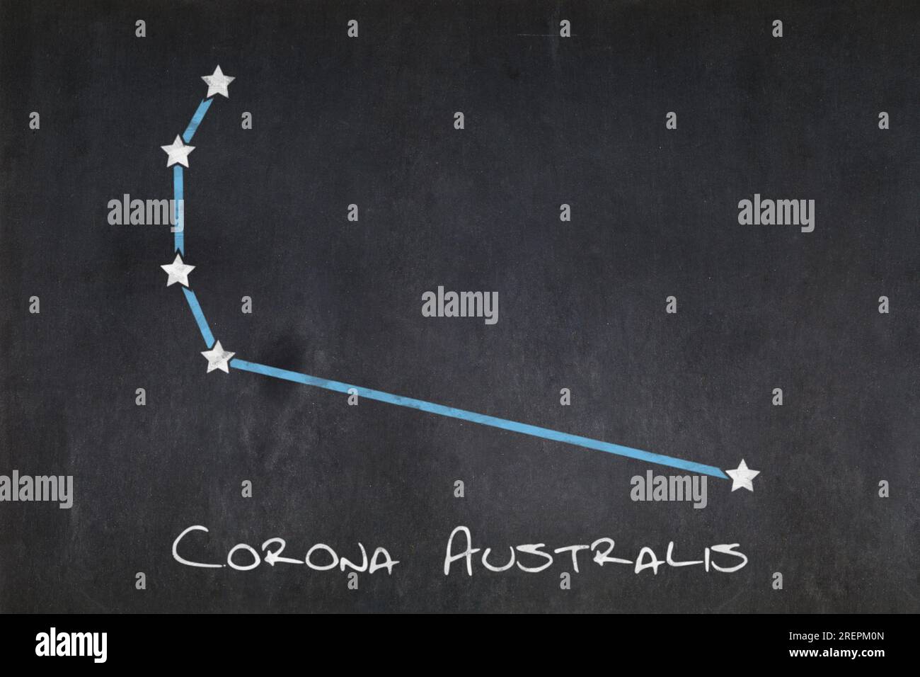 Blackboard with the Corona Australis constellation drawn in the middle ...