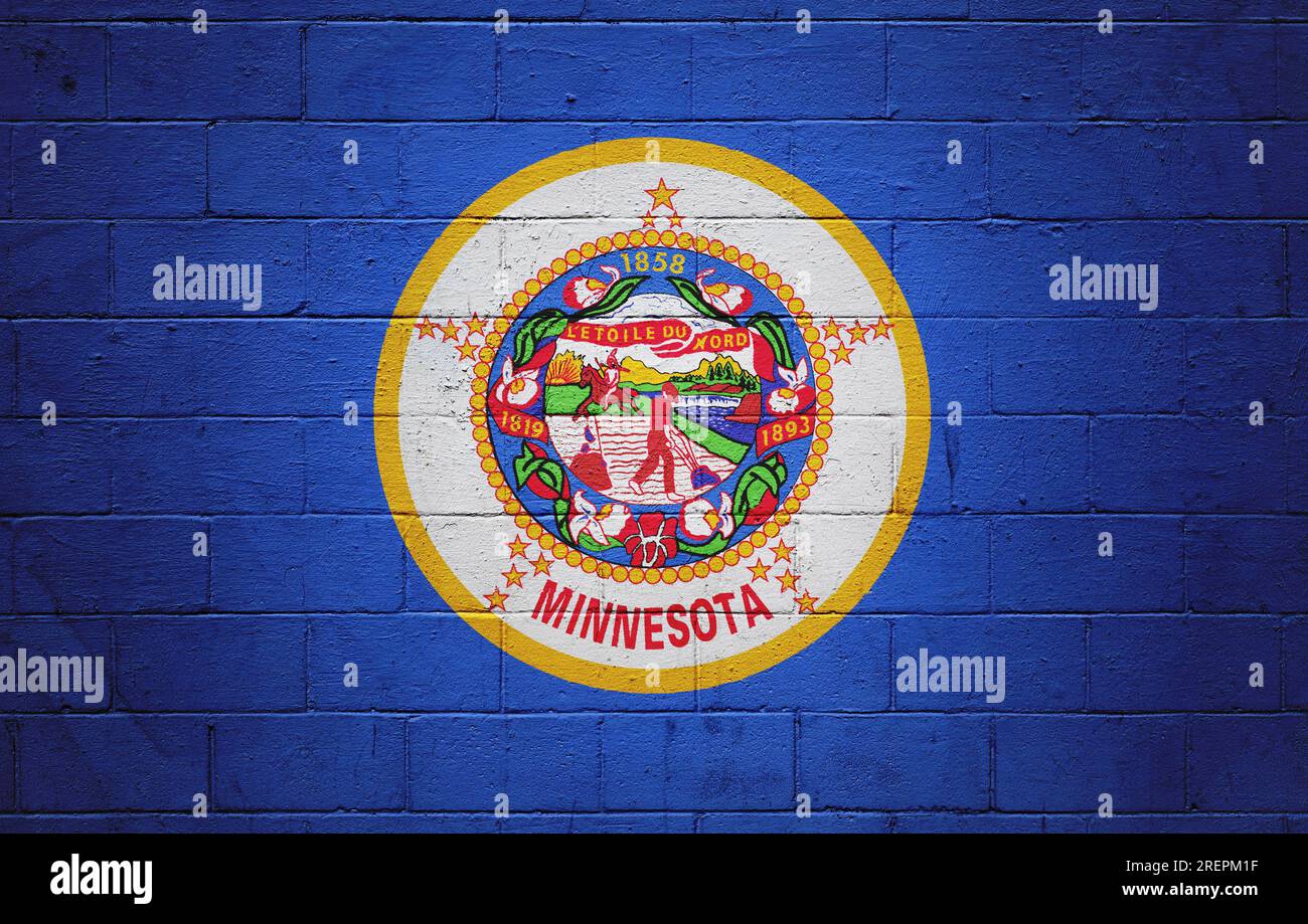 Flag of Minnesota painted on a cinder block wall Stock Photo - Alamy