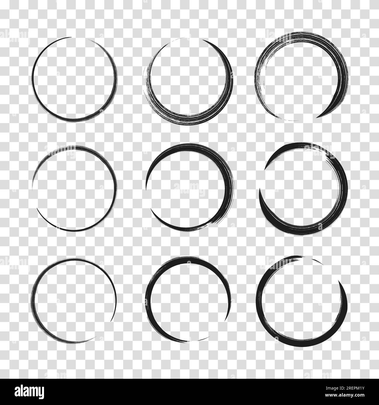 Collection hand drawn round shape. Set of circular frames. Sketch of ...