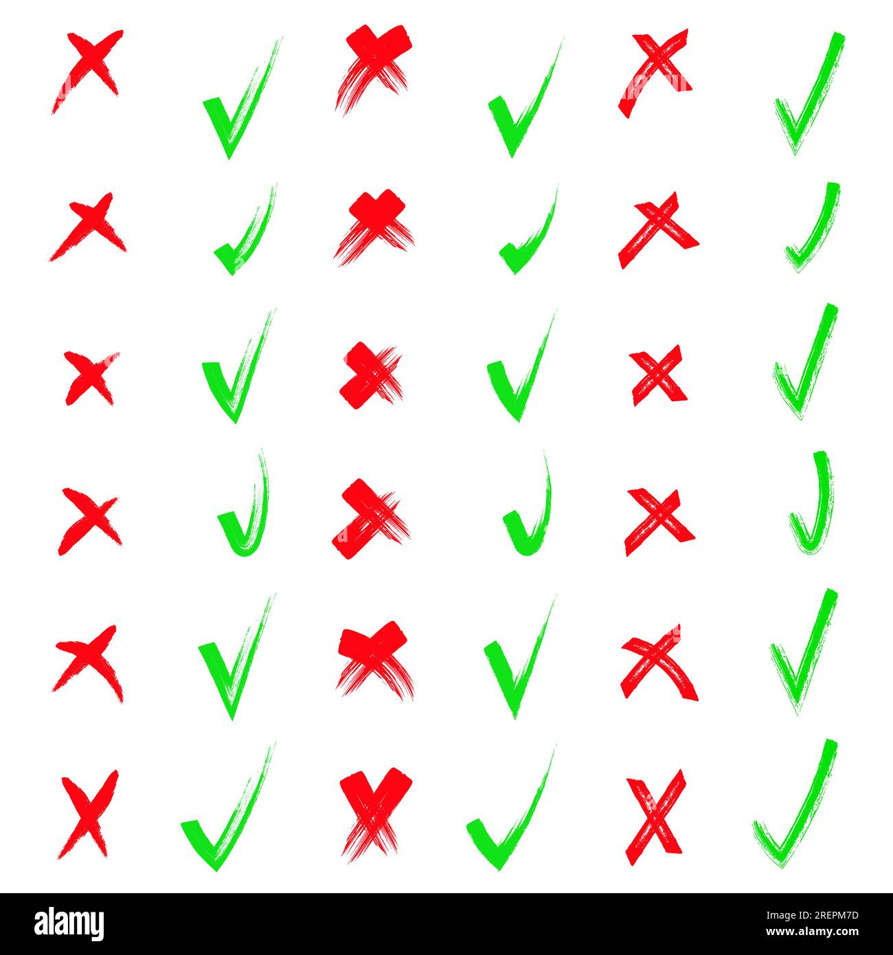 Yes and no. Red and green shape. Brush hand drawn doodle checkmarks and ...