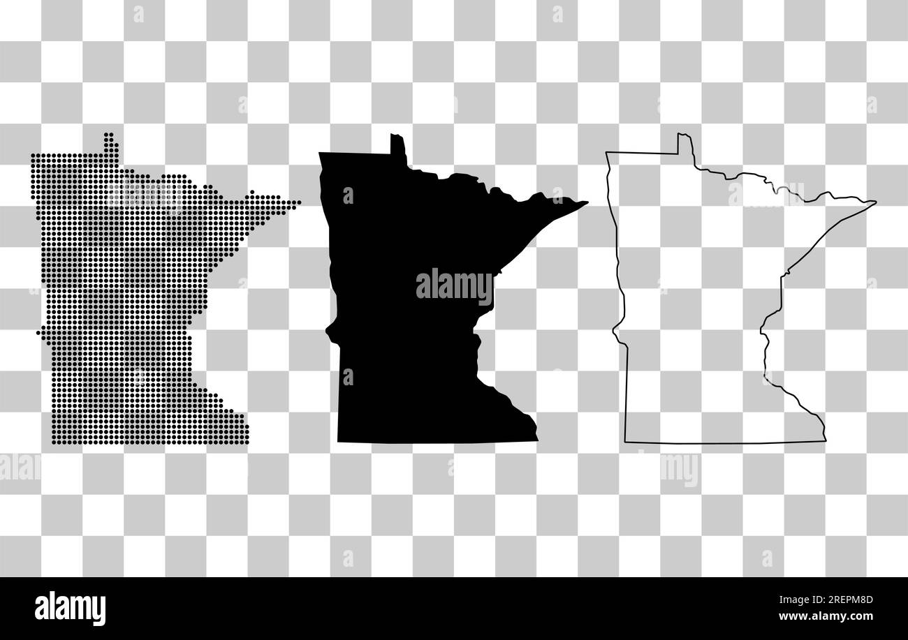 Set of Minnesota map, united states of america. Flat concept symbol ...