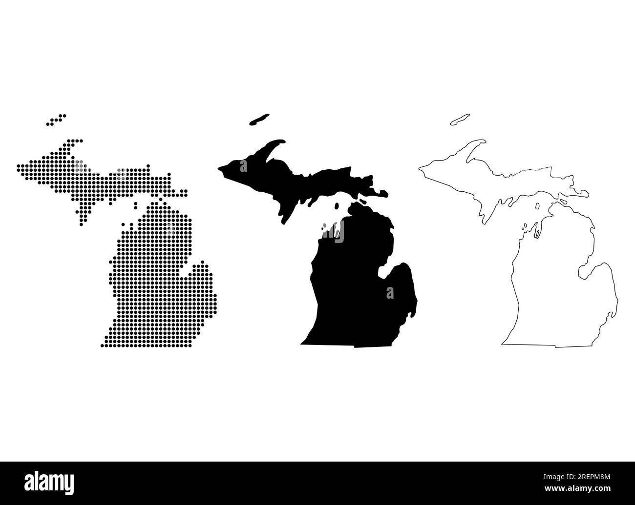 Set of Michigan map, united states of america. Flat concept icon vector ...