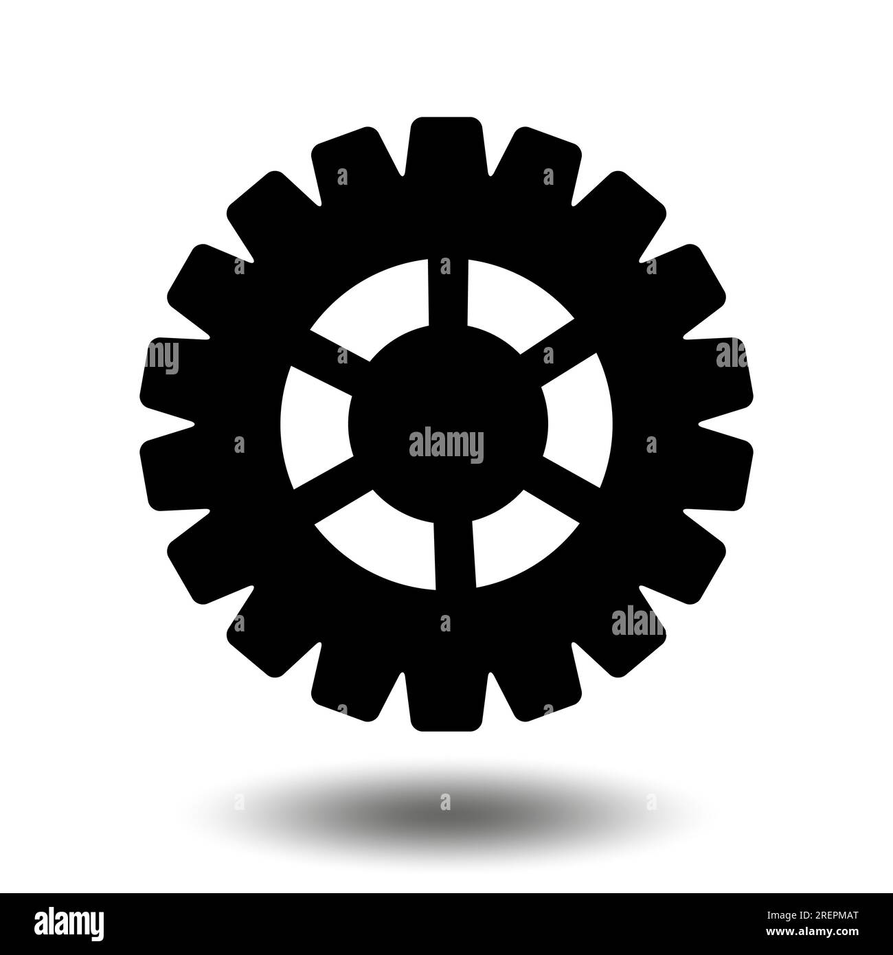 Black gear icon. Machine sprocket gear icon. Flat design. Vector ...