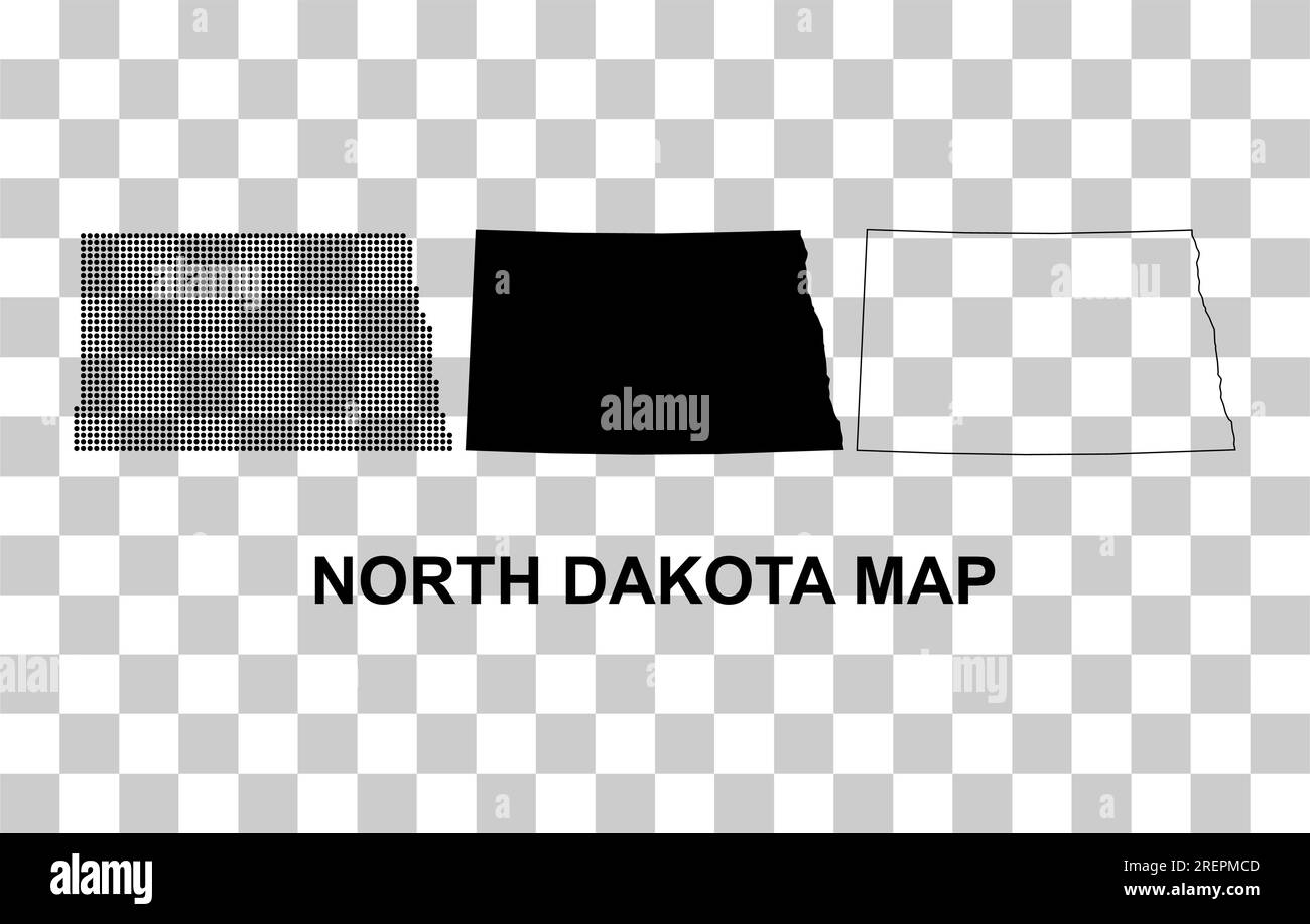 Set of North Dakota map, united states of america. Flat concept icon ...