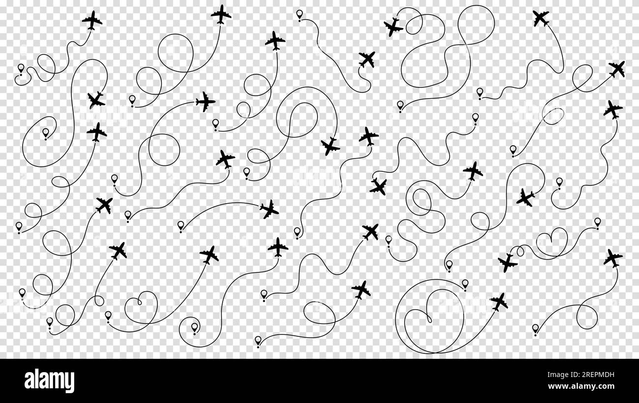 Travel concept from start point and dotted line tracing. Airplane or ...