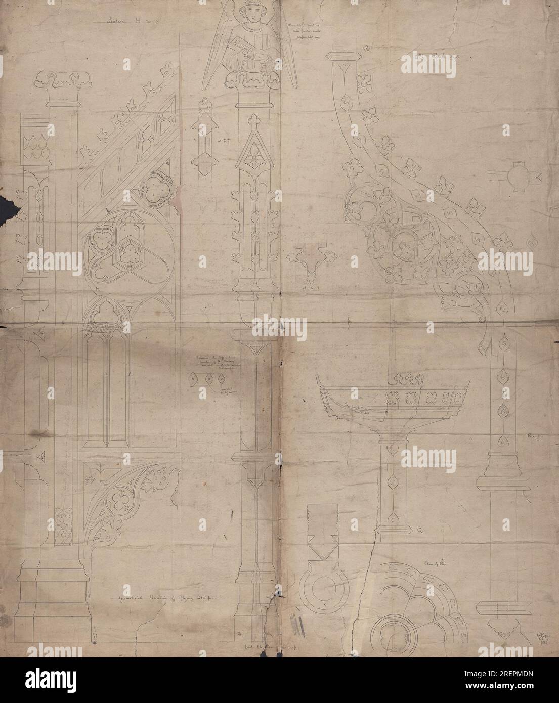 Design for the Brass Eagle Lectern Base 1846 by Augustus Pugin Stock ...
