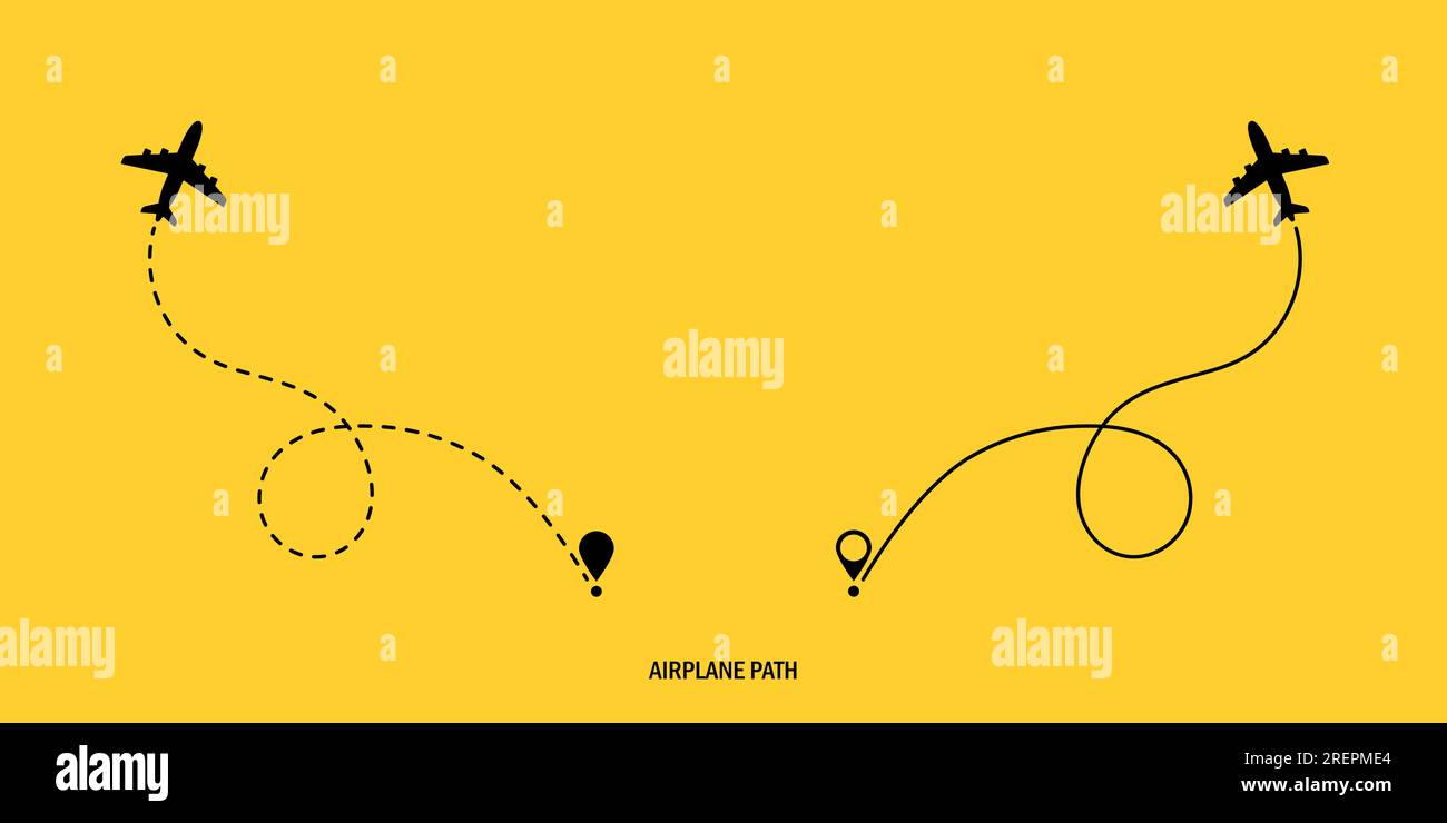 Travel concept. Dotted path airplane. Aircraft tracking. Airplane route ...