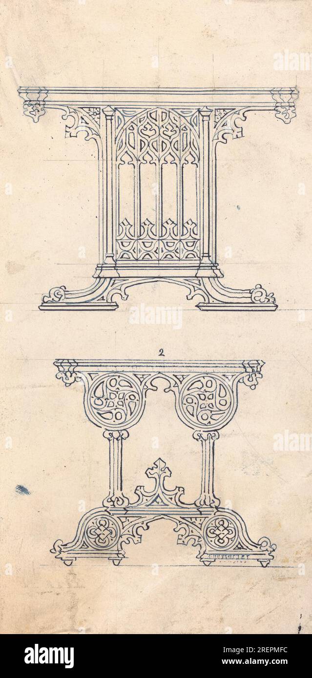 Designs for Gothic Tables by Augustus Pugin Stock Photo - Alamy