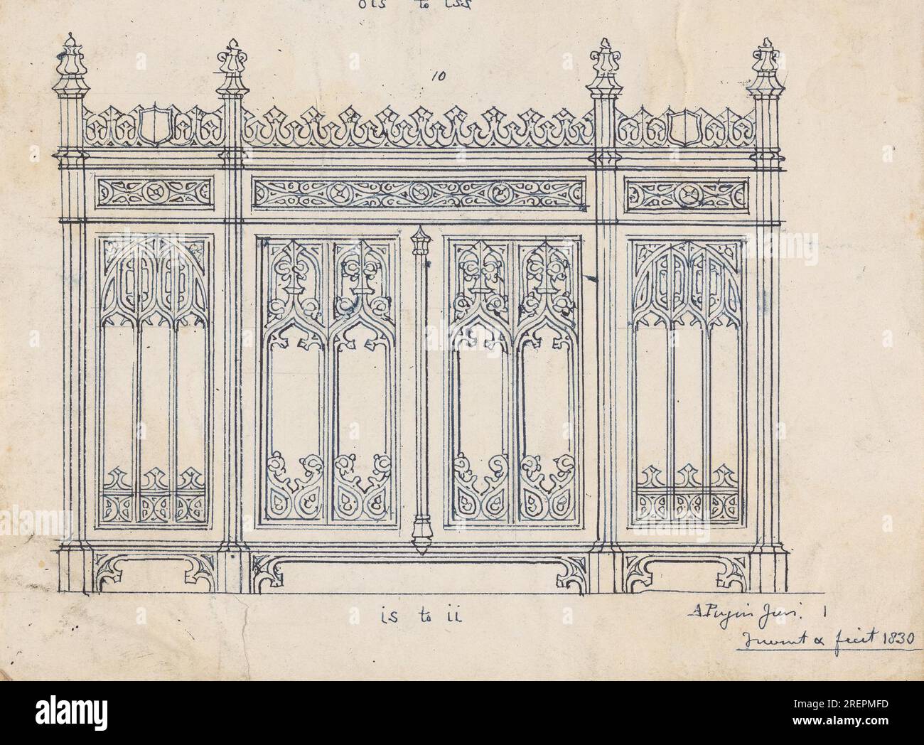Design for a Gothic Screen 1830 by Augustus Pugin Stock Photo - Alamy