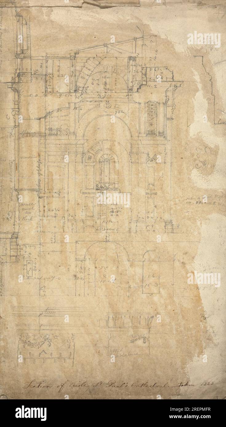 Section of Aisles St. Paul's Cathedral 1823 by Augustus Pugin Stock ...
