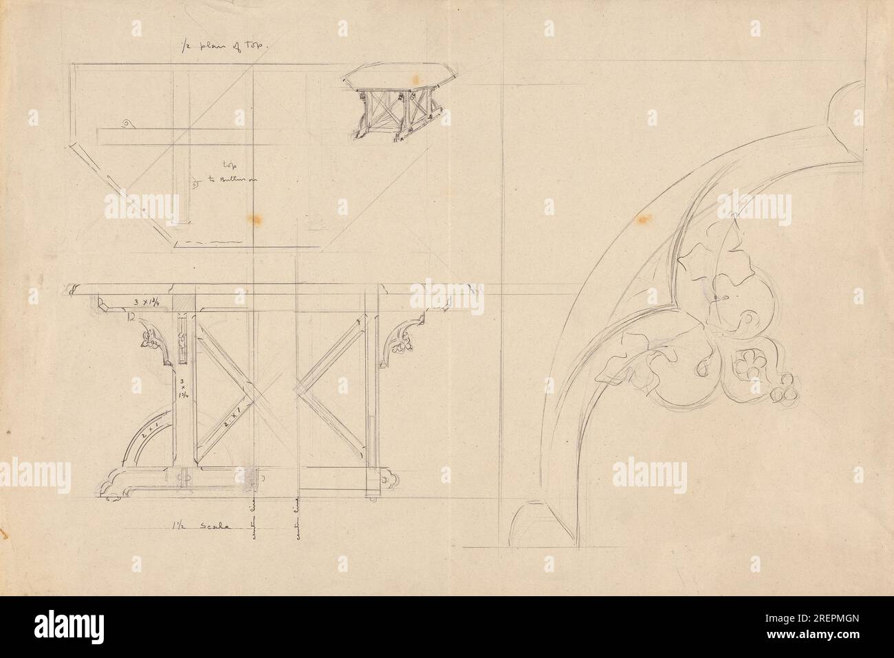 Design for an Octagonal Table by Augustus Pugin Stock Photo - Alamy