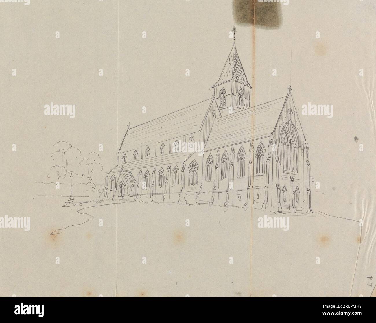 Sketch of a Gothic Church by Augustus Pugin Stock Photo - Alamy