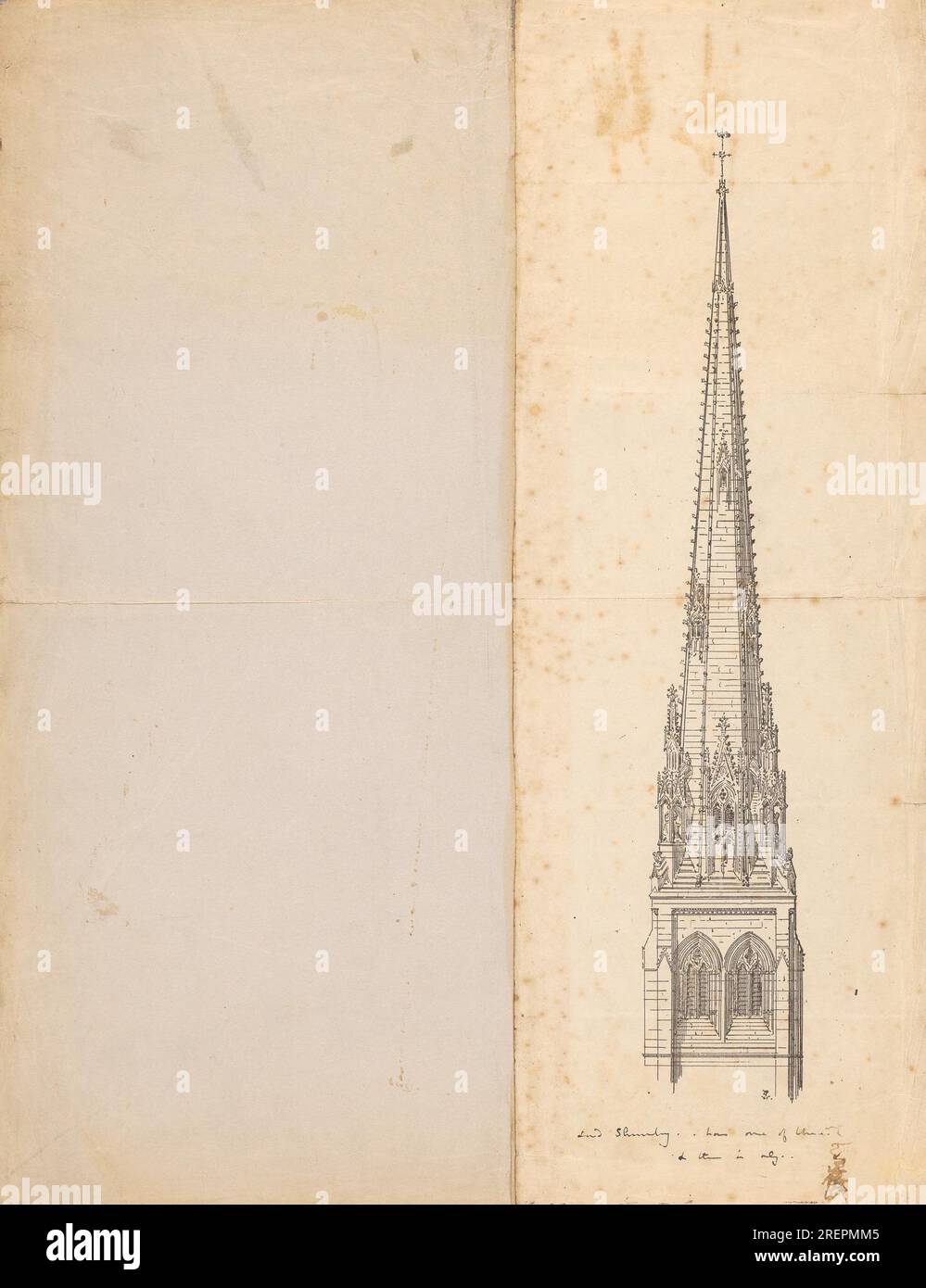 St. Giles' Catholic Church: Elevation of the Steeple by Augustus Pugin ...