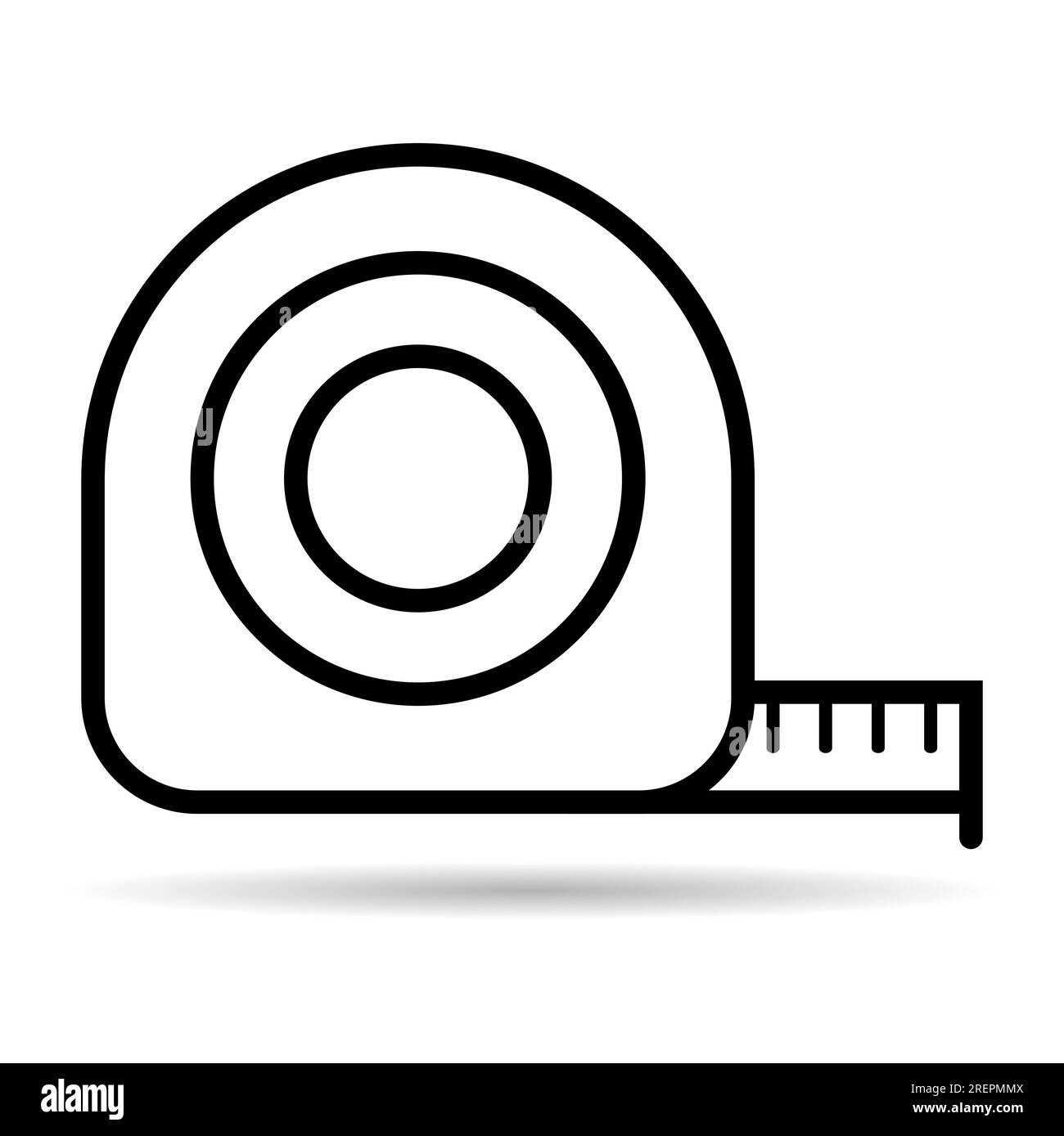 Measurement tape icon shadow, measure tool concept design symbol ...