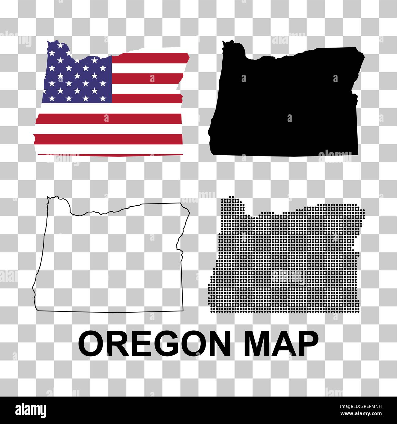 Set of Oregon map, united states of america. Flat concept symbol vector ...