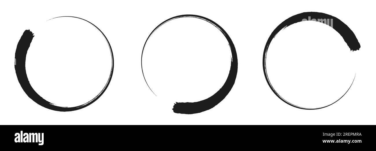 Collection hand drawn round shape. Sketch of circular doodles with a ...