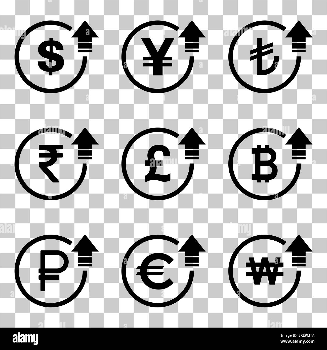 Cost symbol dollar euro increase icon. Income vector symbol image ...