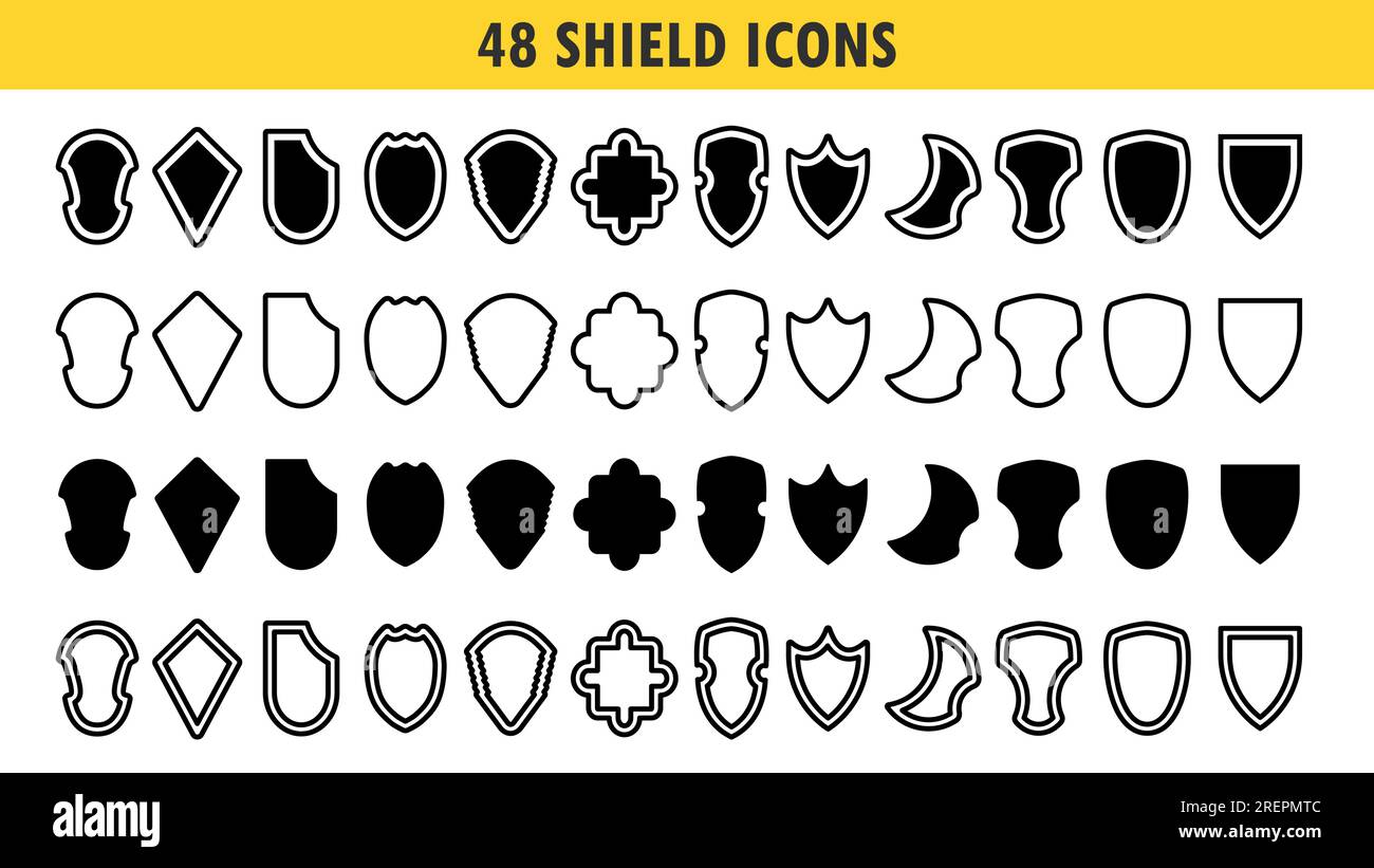Shield icons set. Security protection symbol signs. Vector illustration ...