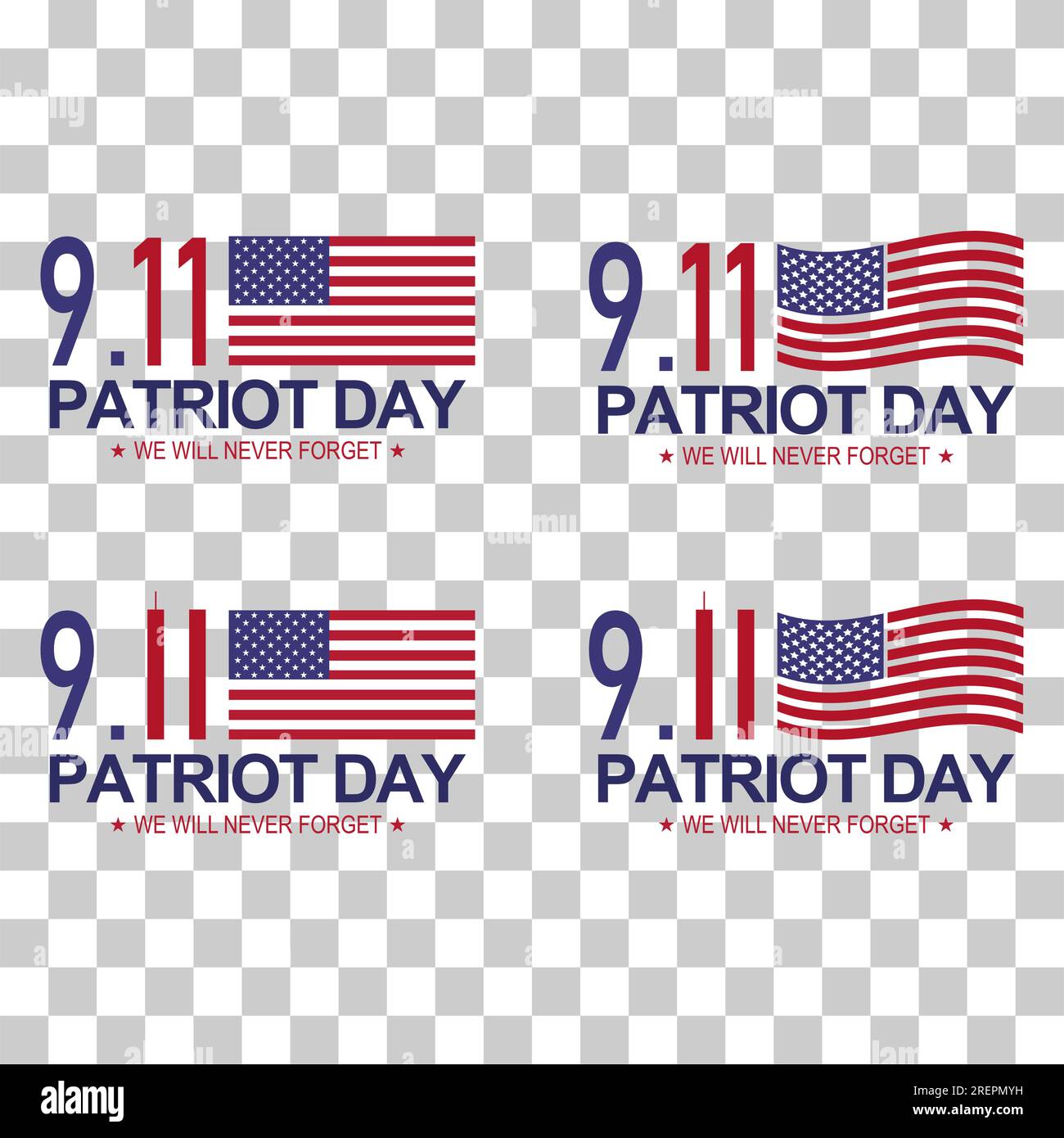 Set of Patriot american day 9.11. Memorial day symbol background, We ...