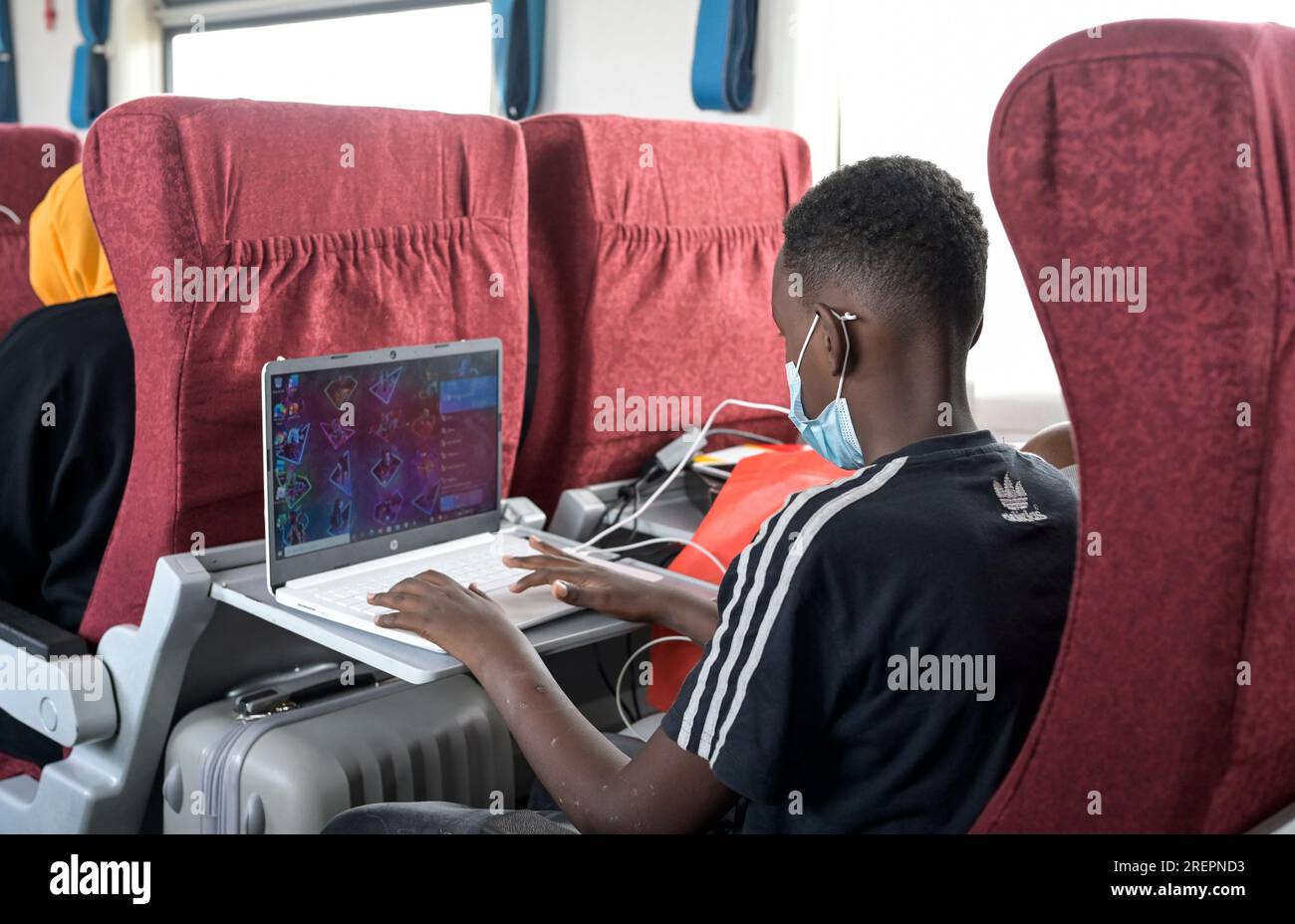 KENYA, Madaraka express train from Nairobi to Mombasa, the railway line ...