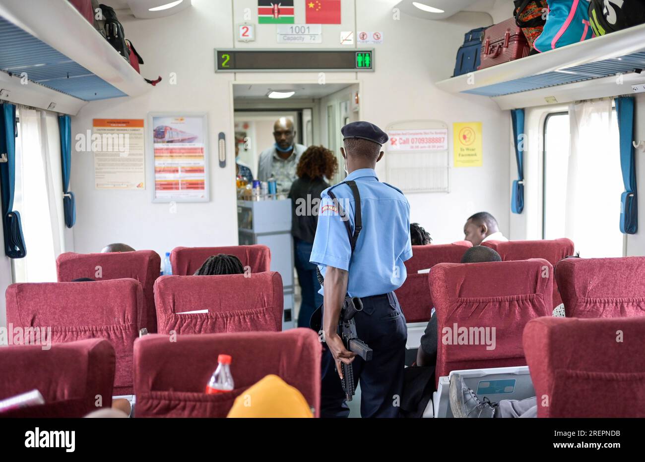 KENYA, Madaraka express train from Nairobi to Mombasa, the railway line ...