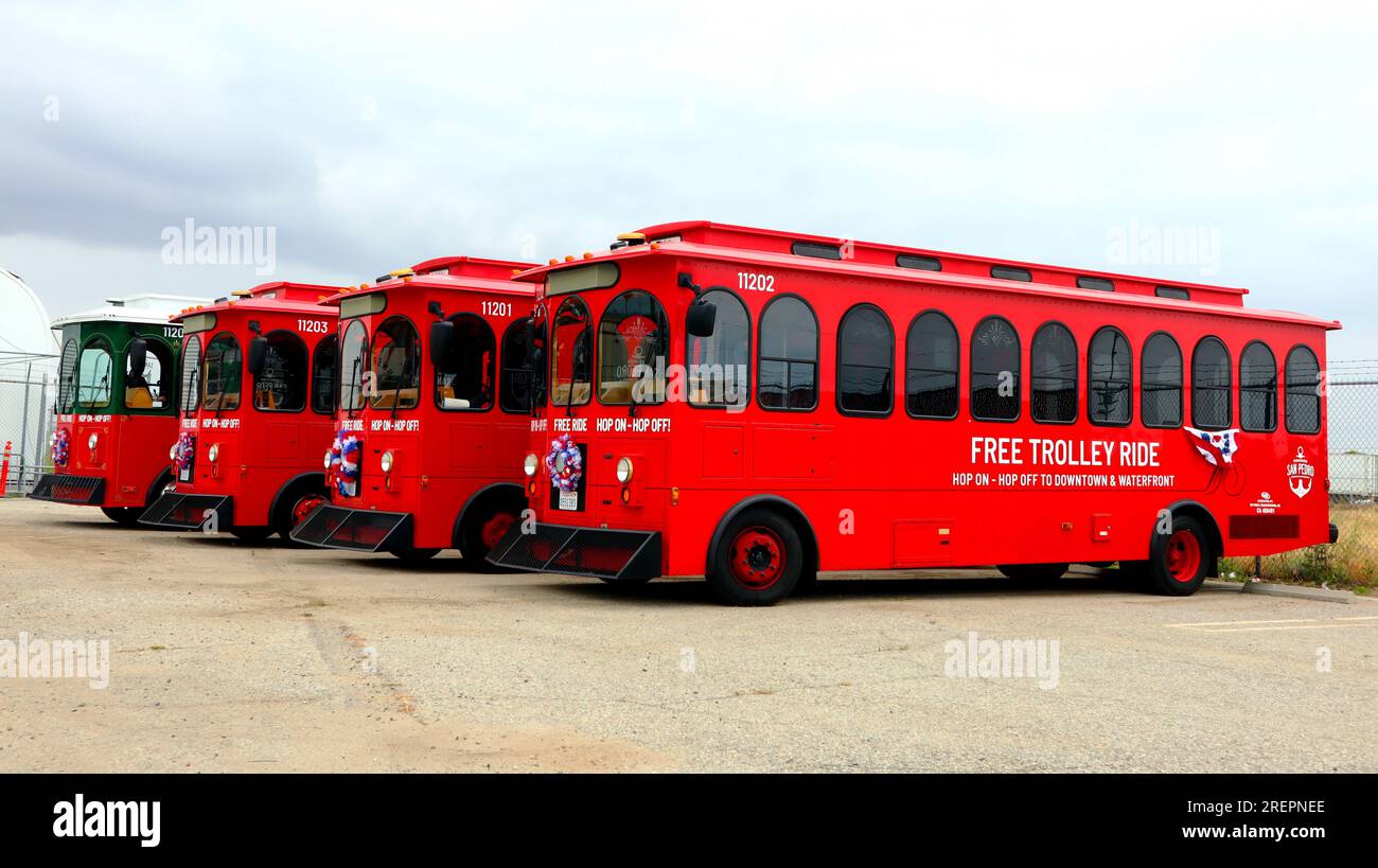 San Pedro (Los Angeles) California: Historic San Pedro Red Trolley ...