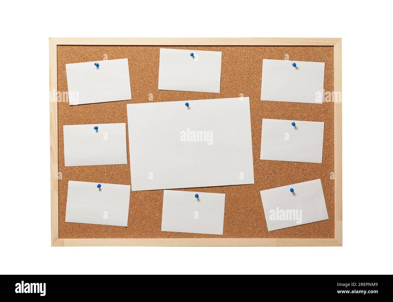 Office Cork Board for notes with blank notes Stock Photo - Alamy