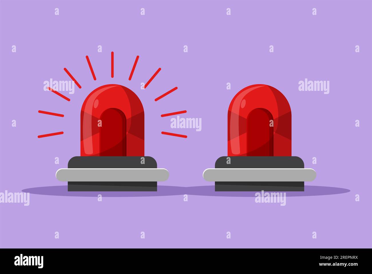 Cartoon flat style drawing emergency siren icon, logo. Red flasher ...