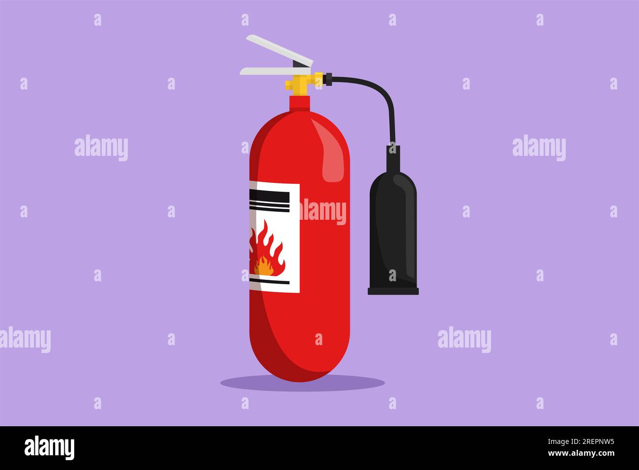 Graphic flat design drawing red fire extinguisher protection with ...