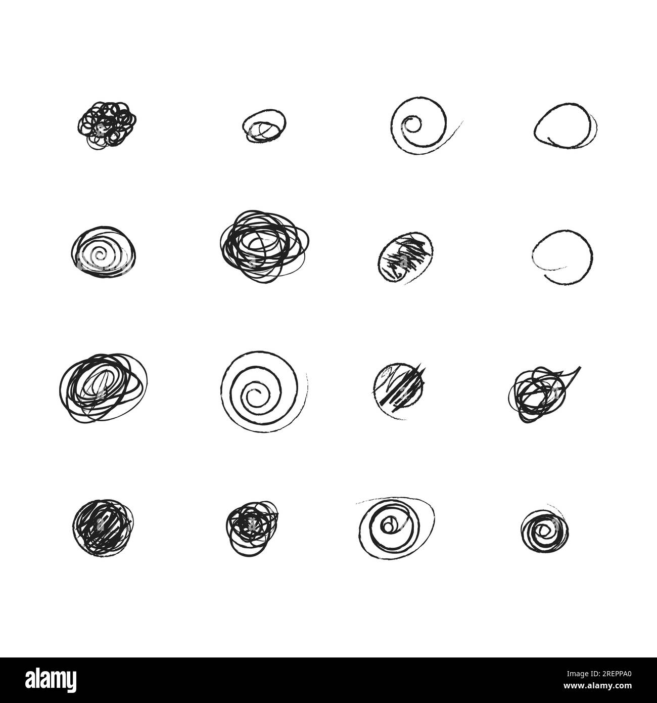 Set of hand drawn doodle circles in a grunge style. Vector illustration ...