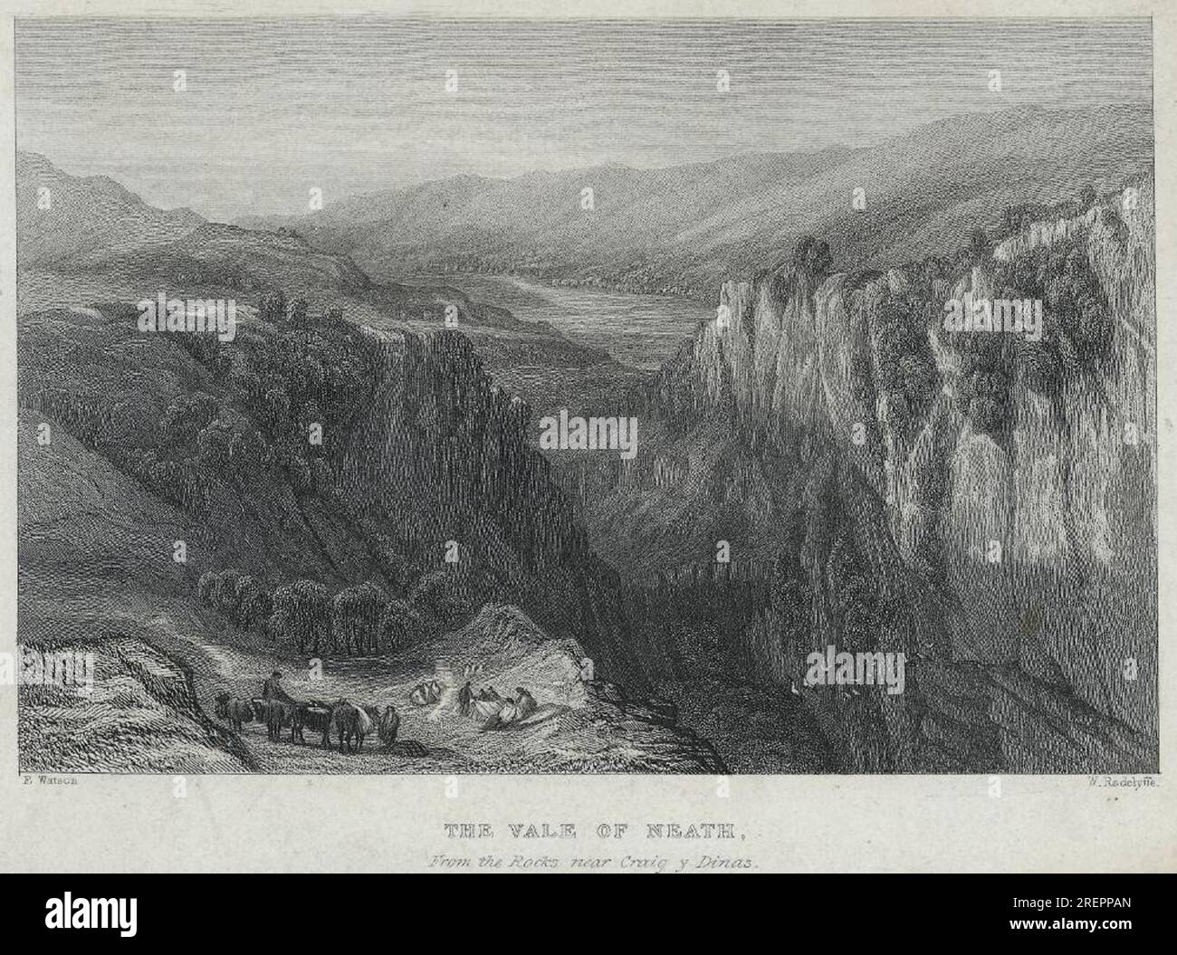 The vale of Neath, from the rocks near Craig y Dinas circa 1850 by ...