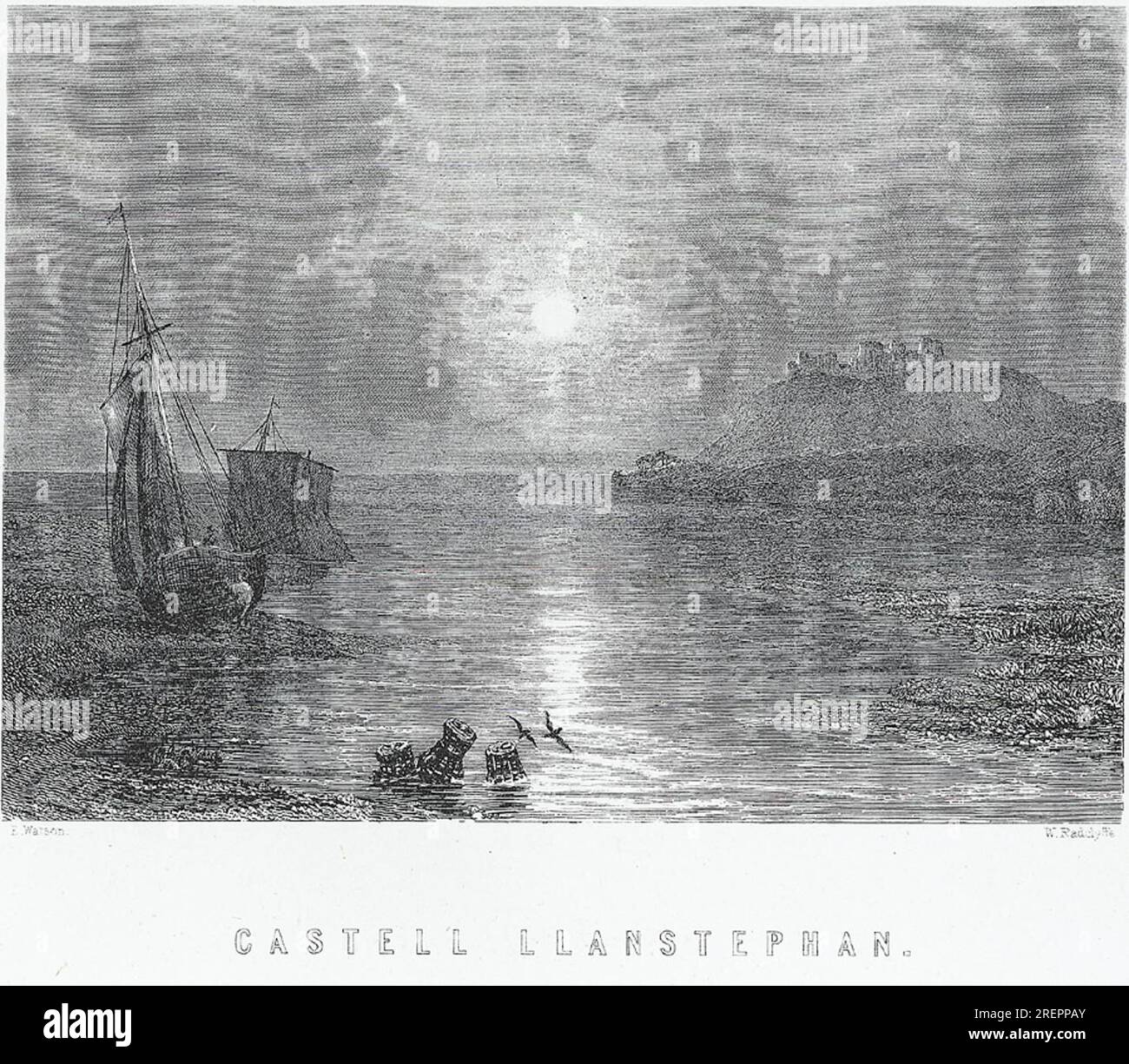 Castell Llanstephan circa 1845 by William Radclyffe Stock Photo - Alamy