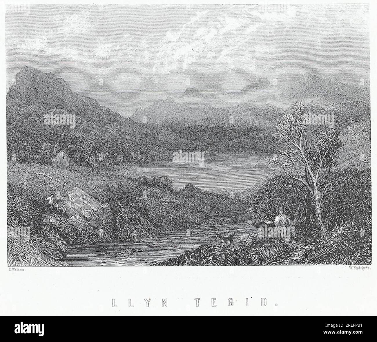Llyn Tegid circa 1840 by William Radclyffe Stock Photo - Alamy