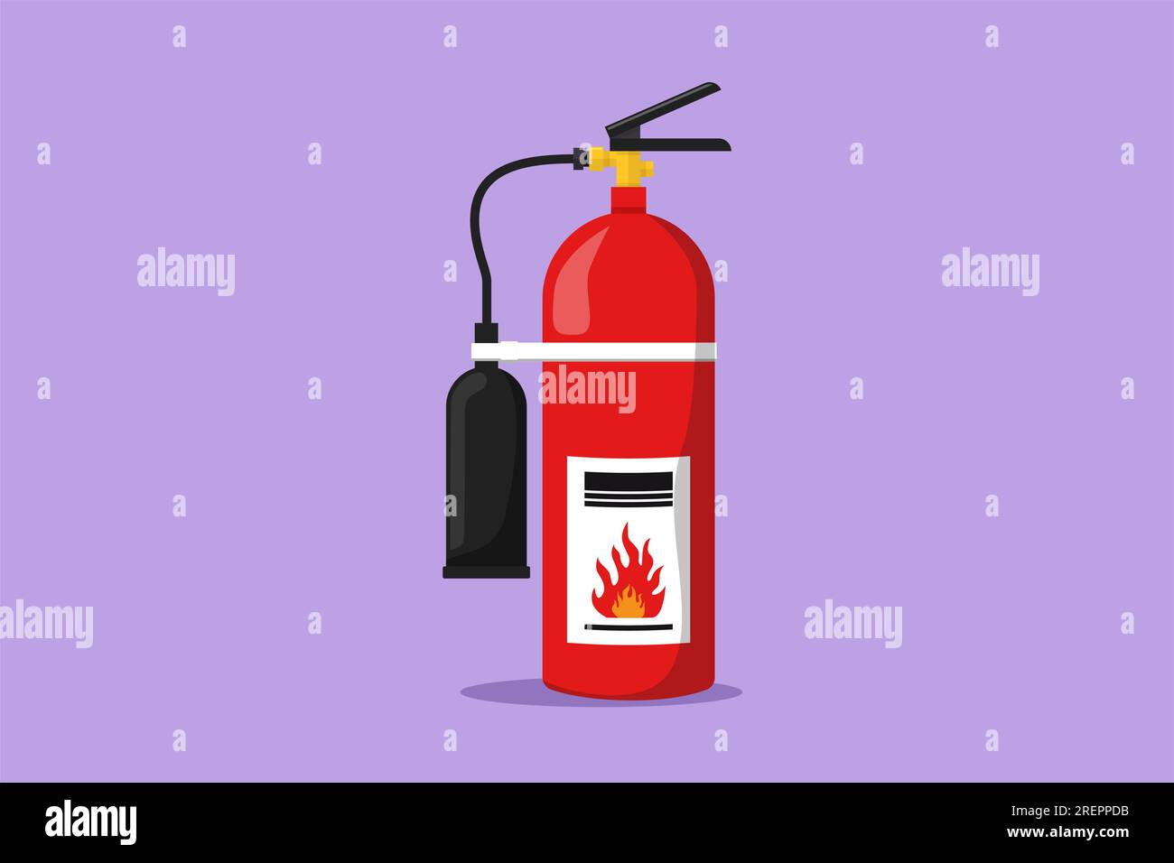 Graphic flat design drawing red fire extinguisher protection with ...