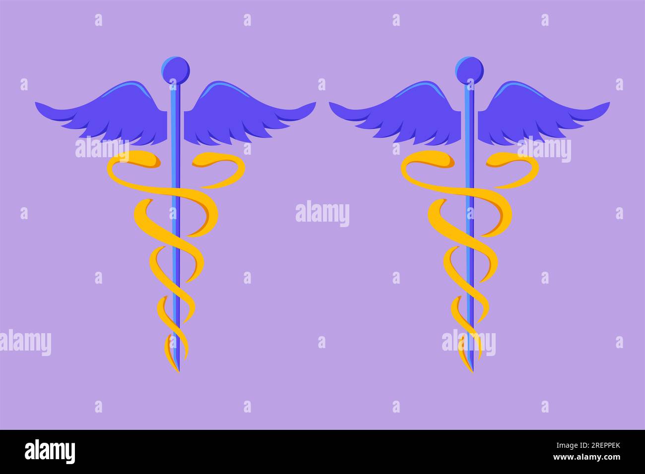 Character flat drawing of stylized caduceus - medical center, pharmacy ...